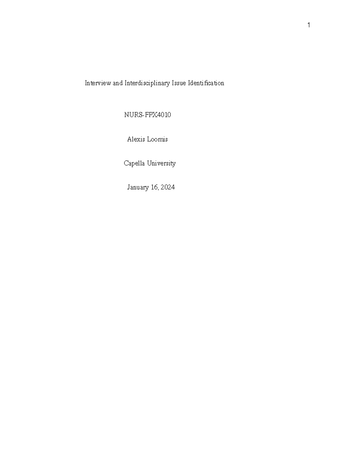 Assessment 2 AL PDF - Interview and Interdisciplinary Issue ...