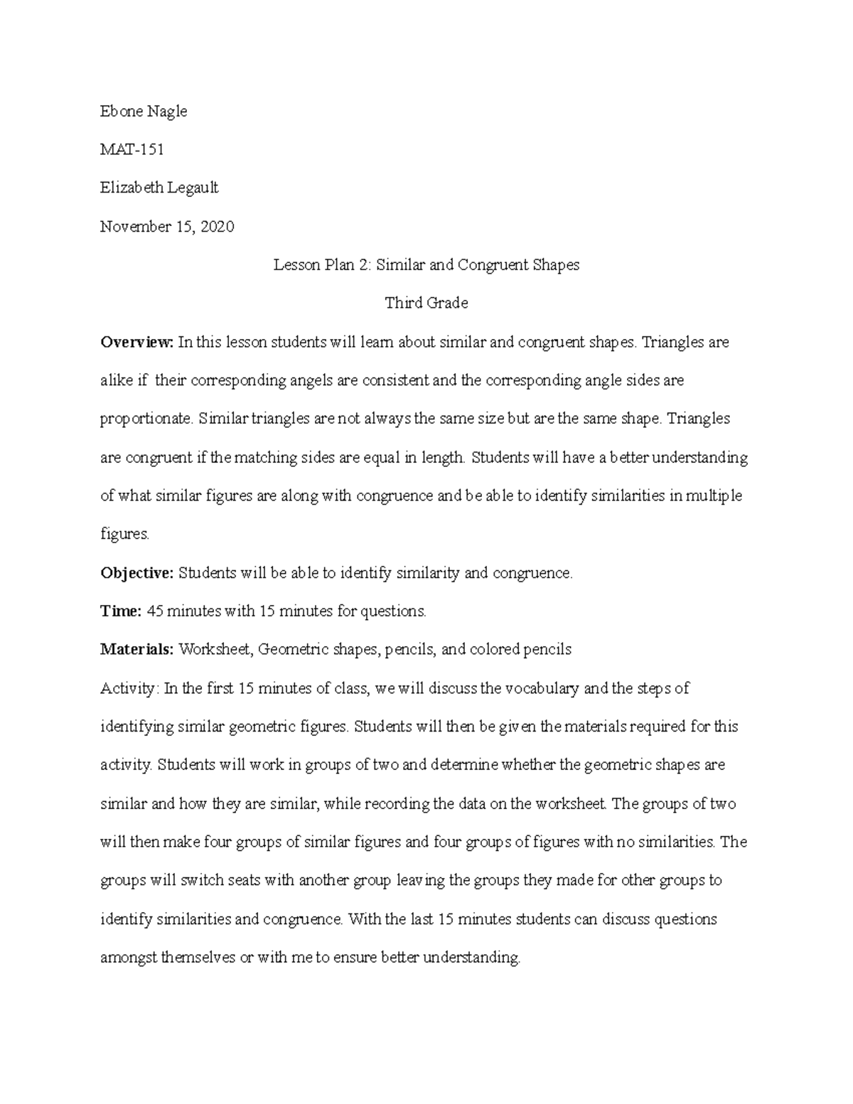 Lesson Plan 2 - Ebone Nagle MAT- Elizabeth Legault November 15, 2020 ...