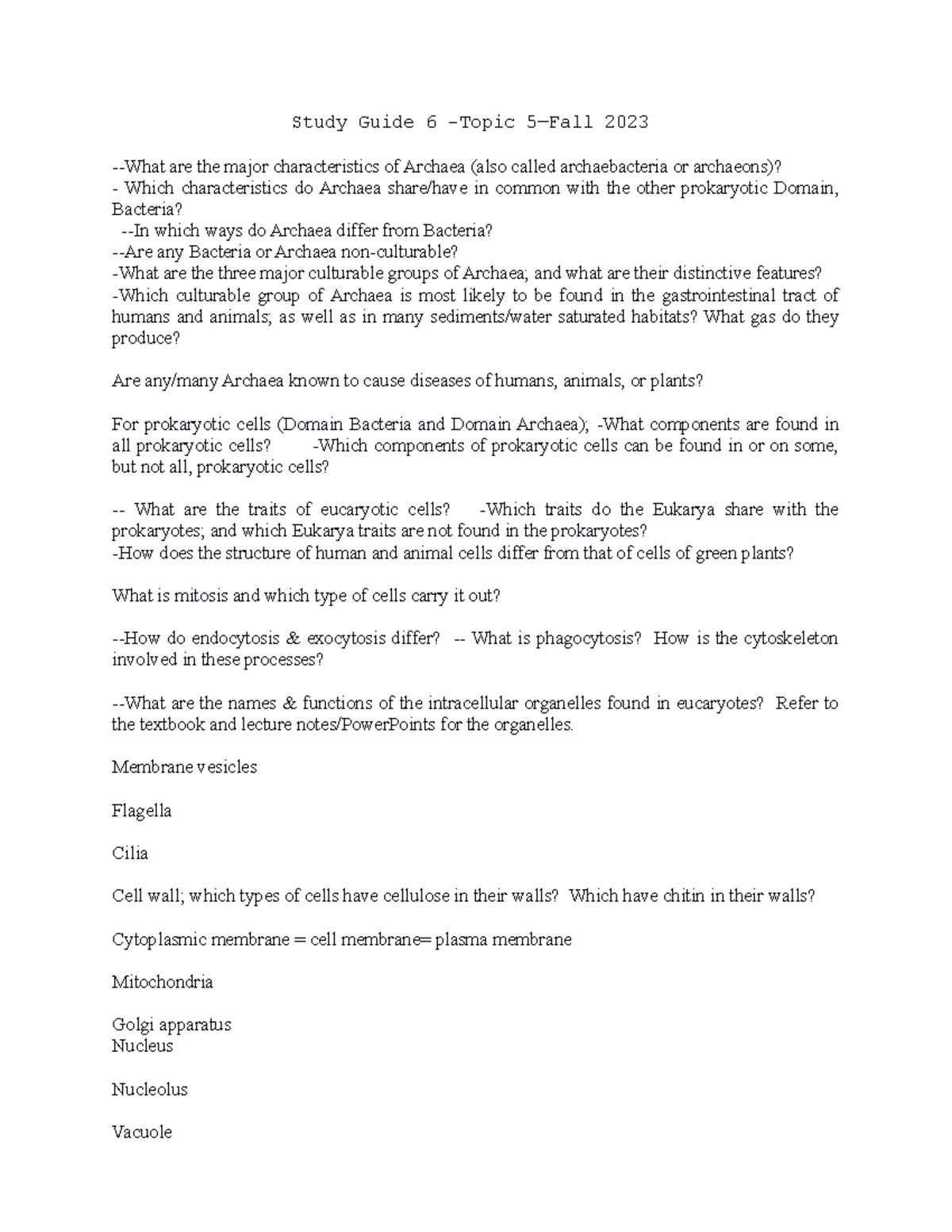 Study Guide 6 for Topic 5 Fall 2023 - Study Guide 6 -Topic 5—Fall 2023 ...