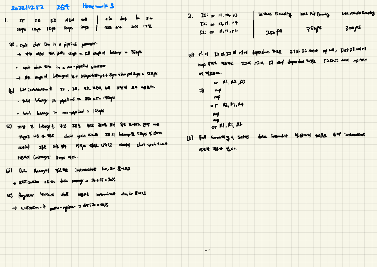 Assignment3, Chapter 4-1 - 202211252 omework 3 . IF ID EX MEM Wβ 1 a lee ber how sw II : or 1 ...