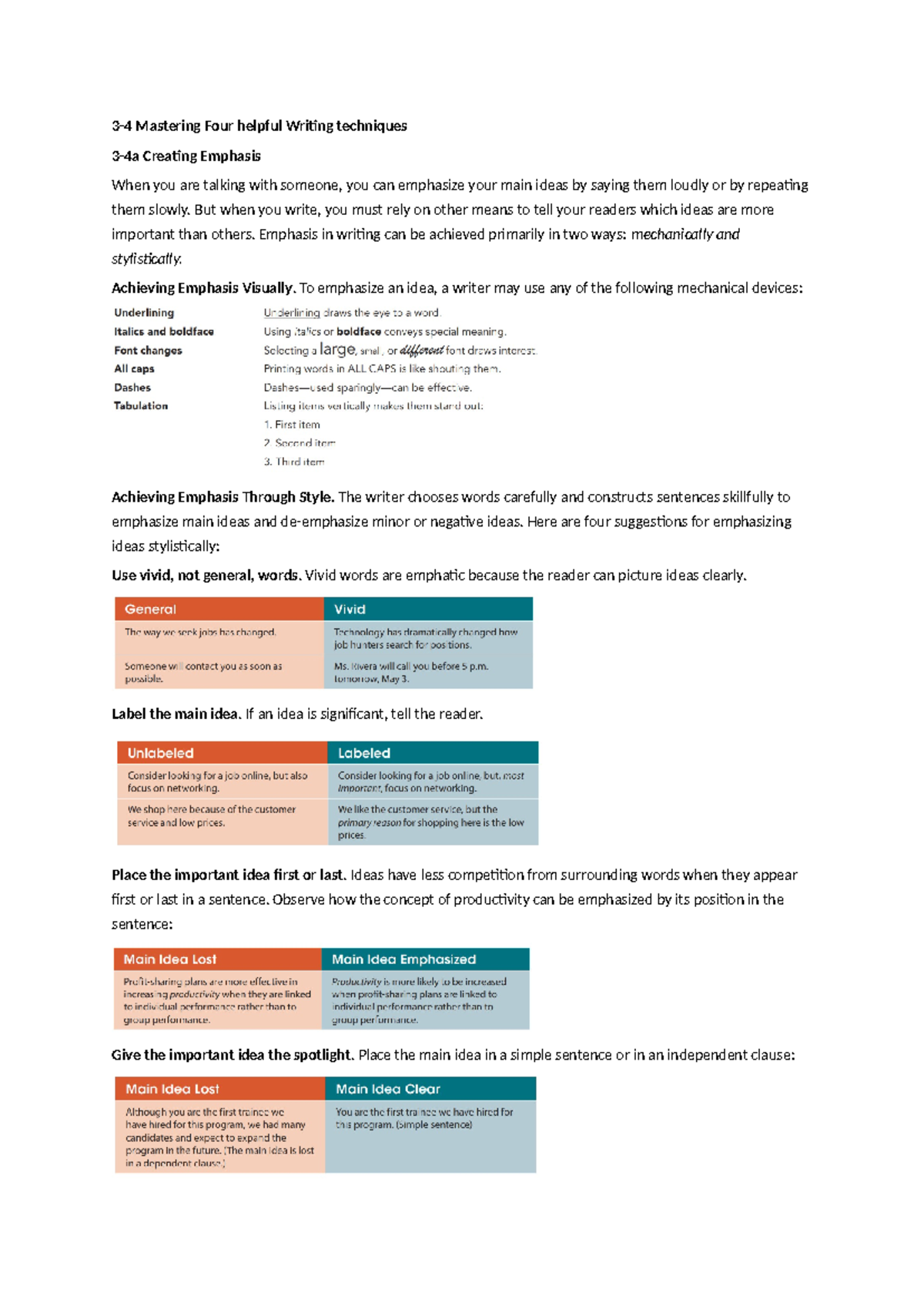 section 3.2 summarize - 3-4 Mastering Four helpful Writing techniques 3 ...
