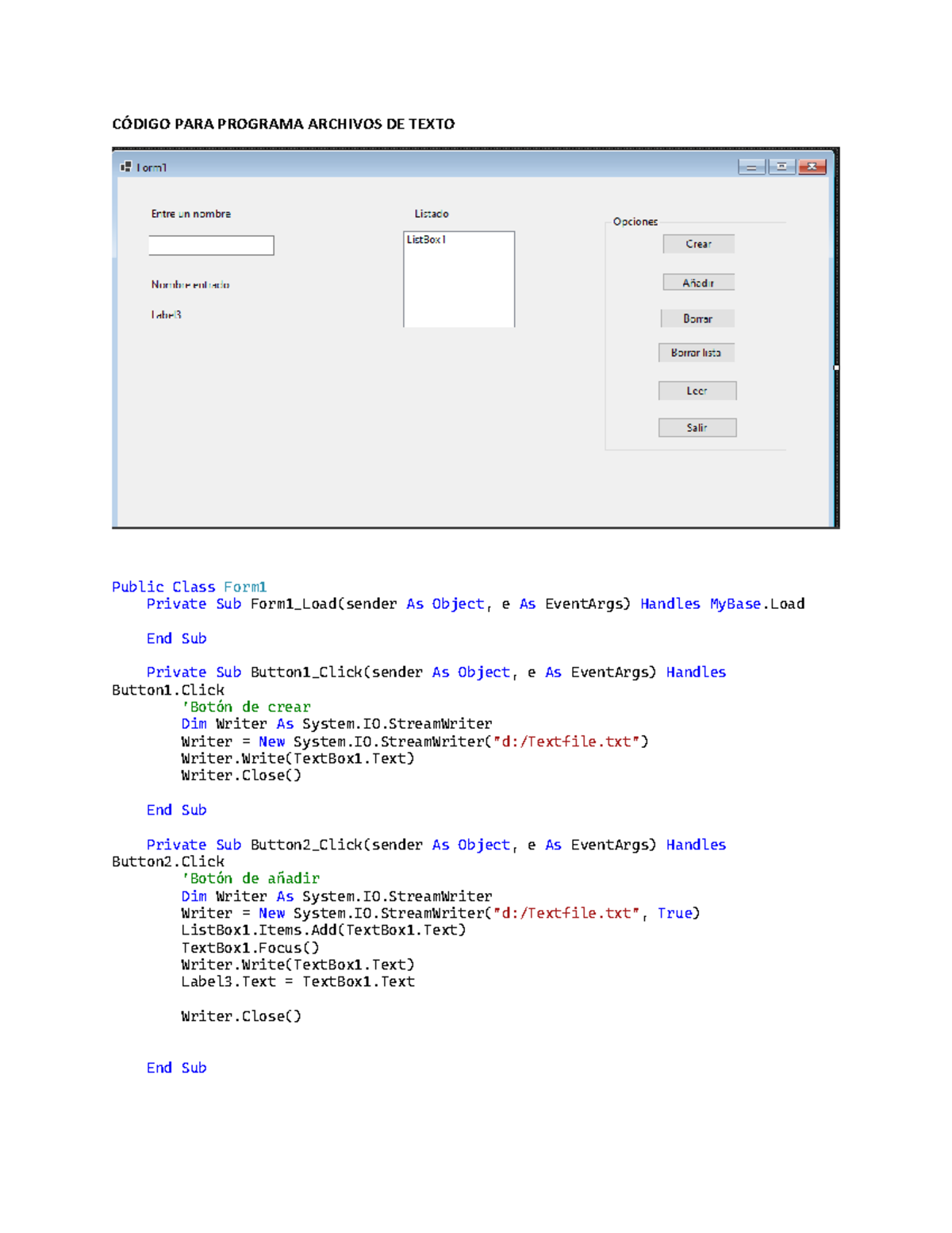 Código PARA Programa Archivos DE Texto - CÓDIGO PARA PROGRAMA ARCHIVOS ...