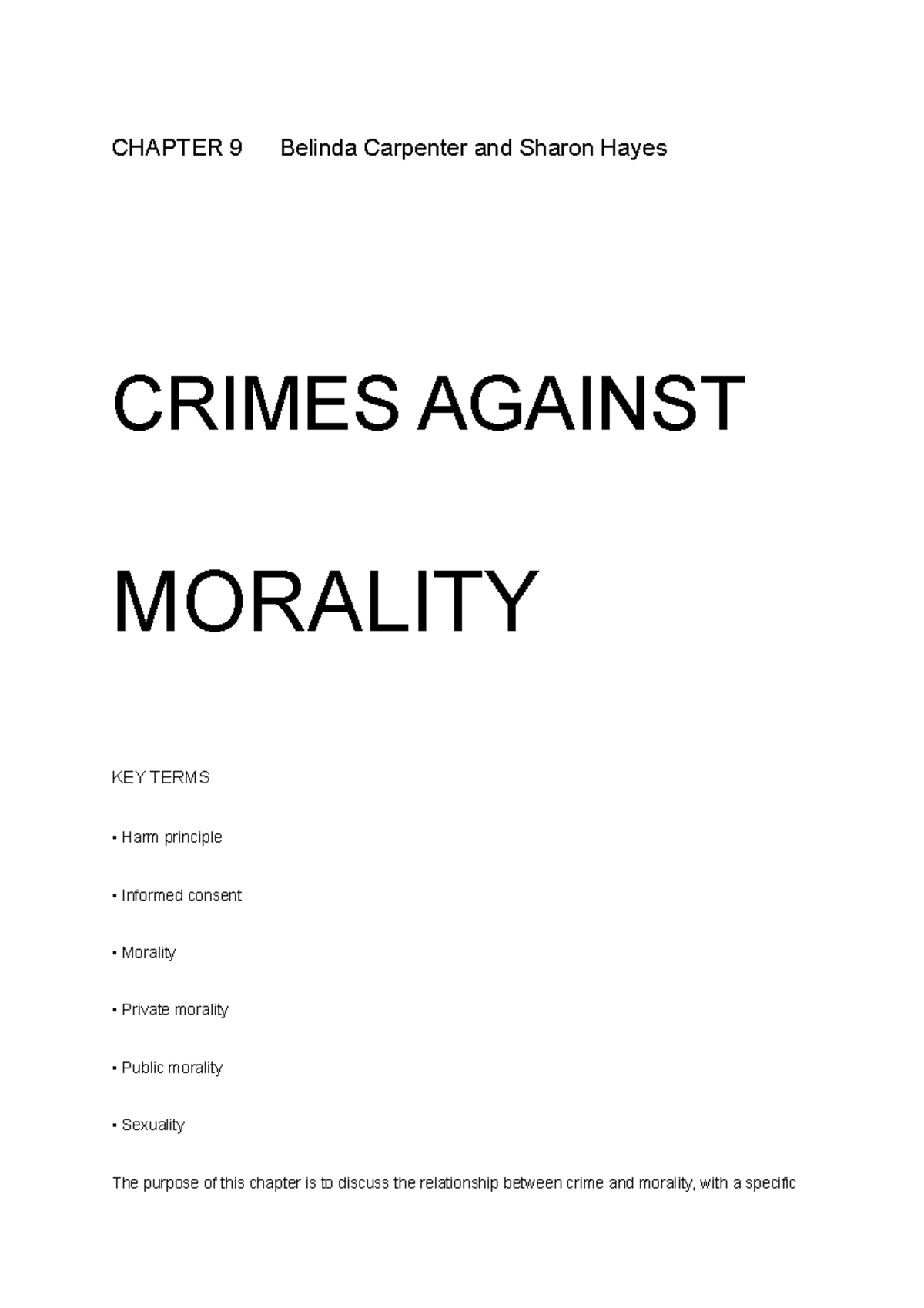Crimes against morality 2011 - CHAPTER 9 Belinda Carpenter and Sharon ...