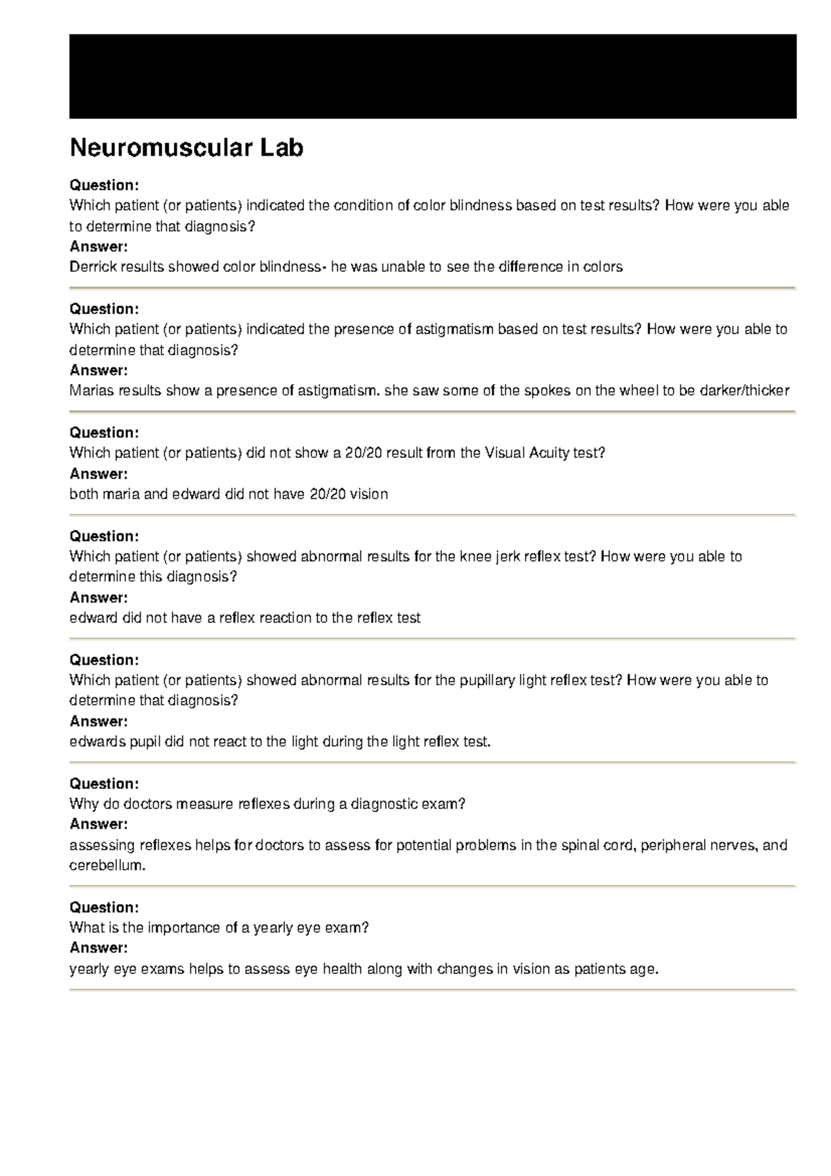BIO-FPX1000 Rohde Molly Assessment 2-1 - Neuromuscular Lab Question ...