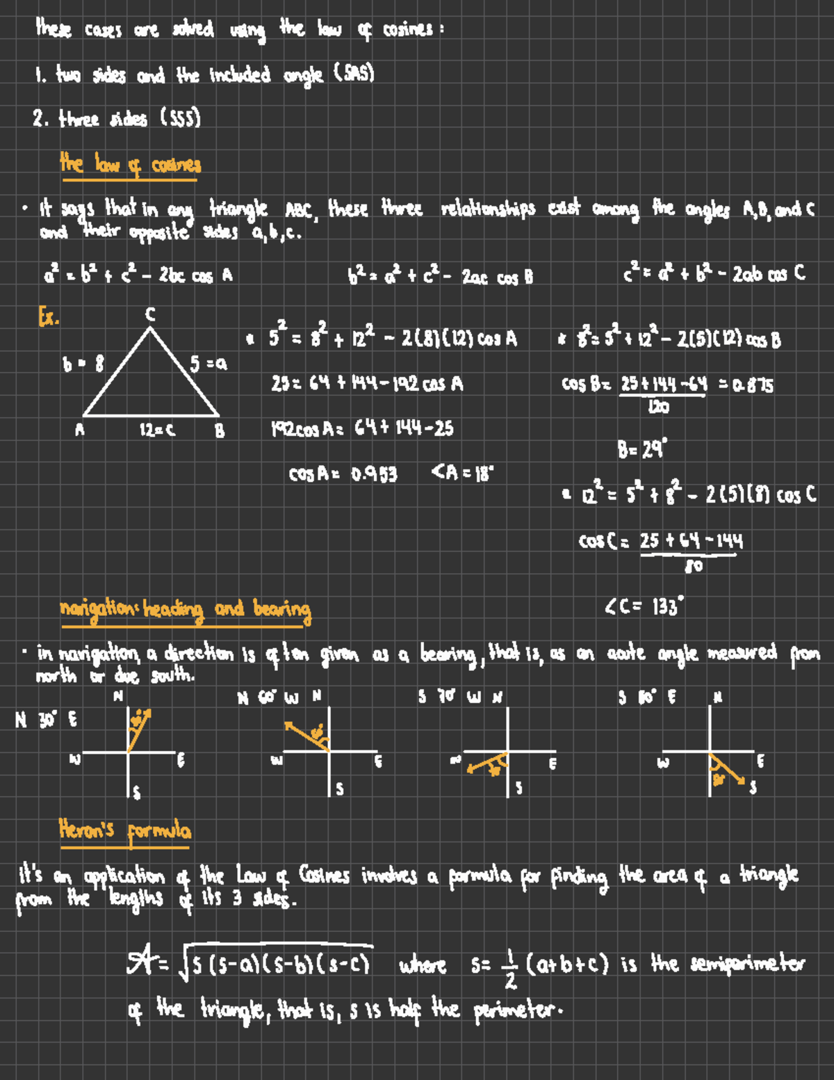 6.6 law of cosines - Notes from the e-book - these cases are solved ...