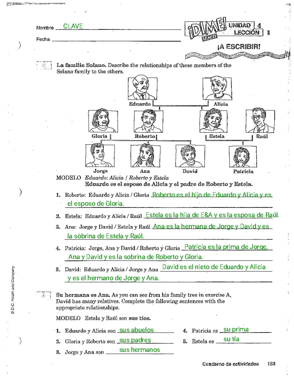 Clave Dime pp 153-154 - A Spanish worksheet - Studocu