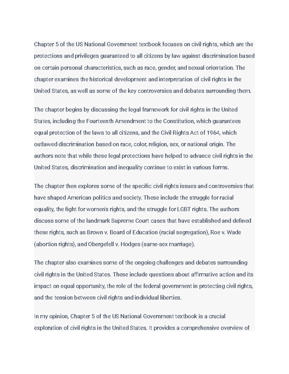 US National Government - The chapter examines the historical ...