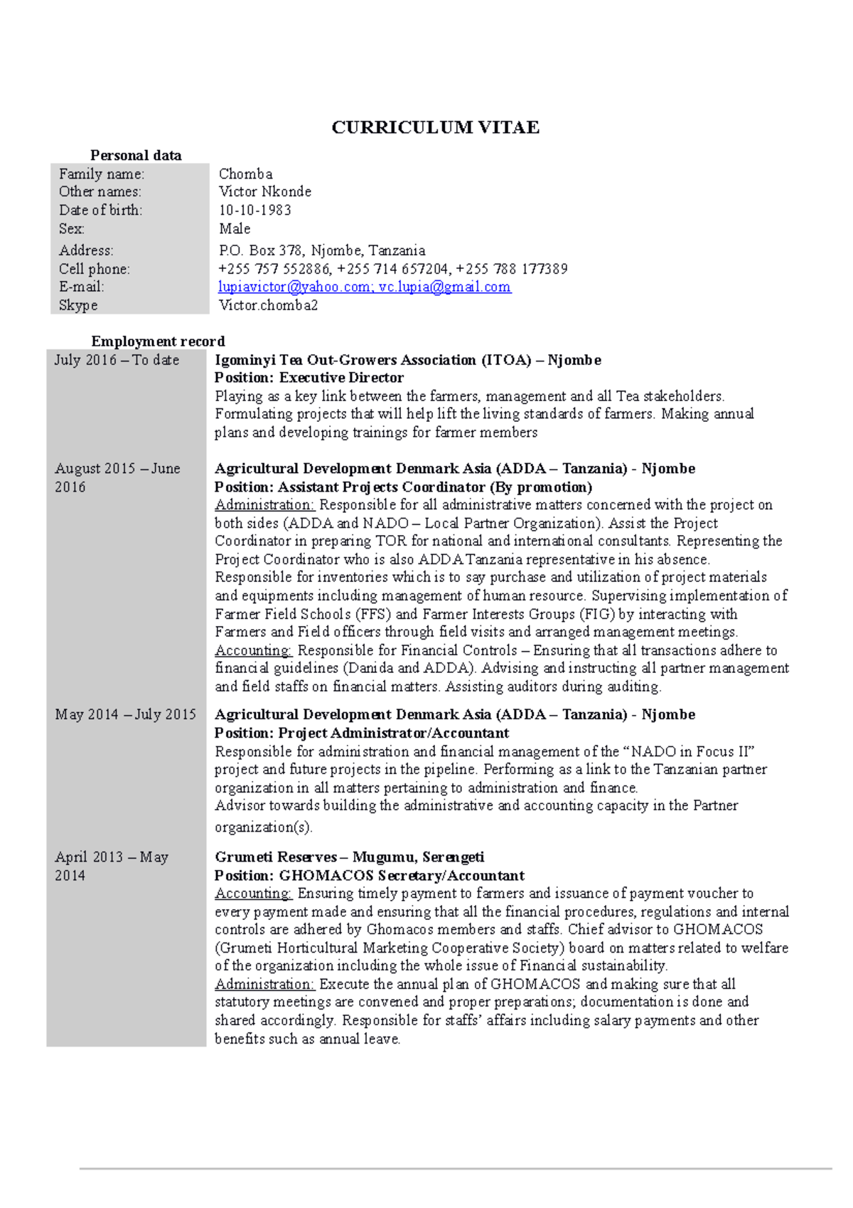 Exam 10 2017, questions and answers - CURRICULUM VITAE Personal data ...