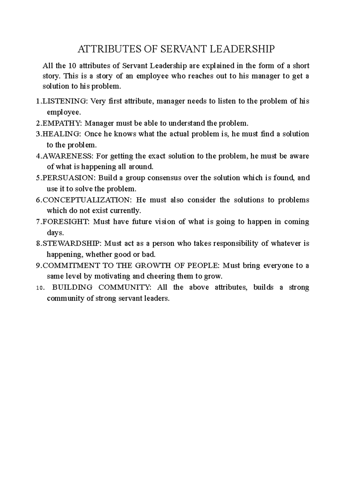 2. Attributes OF Servant Leadership - ATTRIBUTES OF SERVANT LEADERSHIP ...