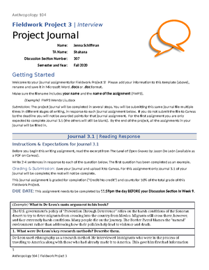 1.1 FWP2 Project Journal Template - Anthropolog y 104 Fieldwork Project ...