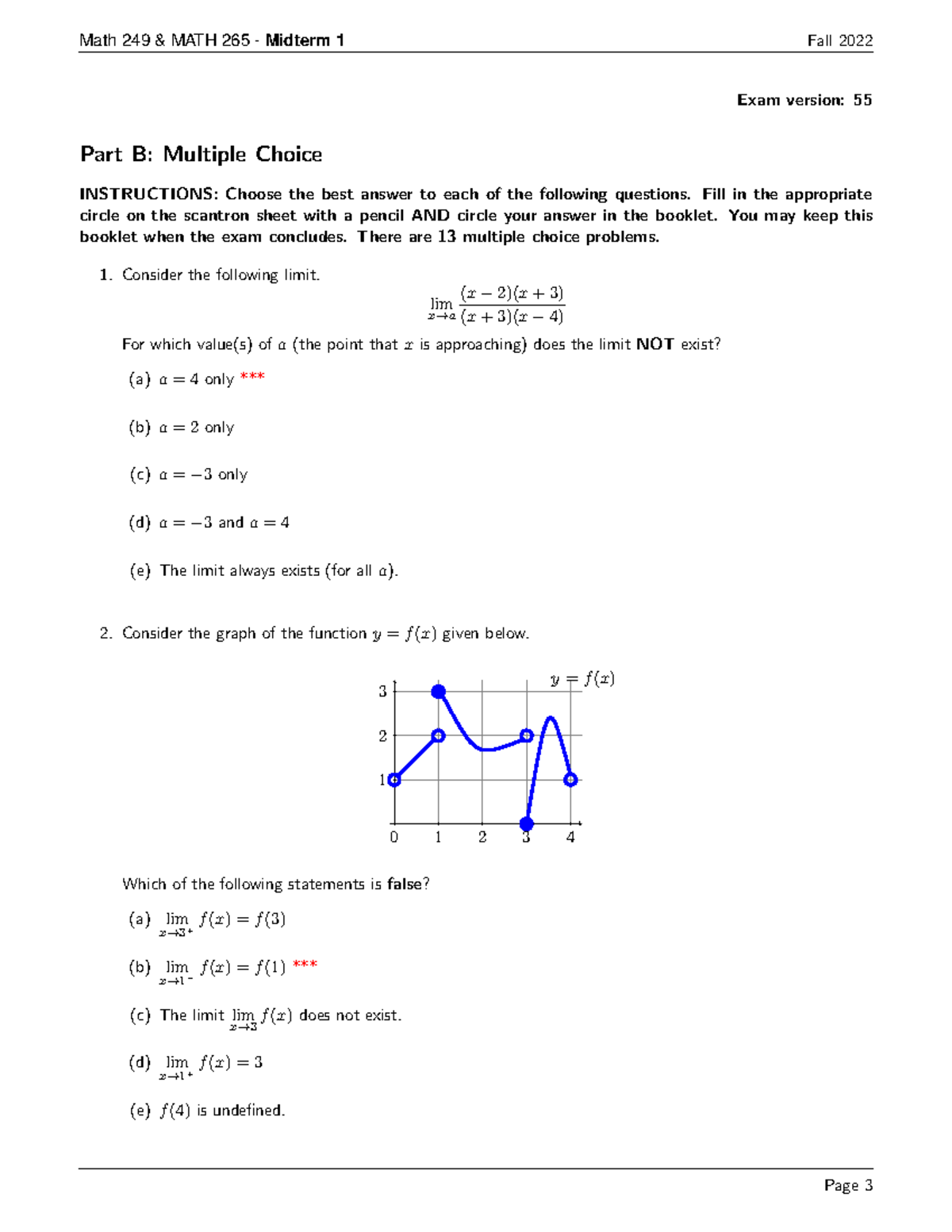 MT1 Part B 55 KEY F22 - yes - Exam version: 55 Part B: Multiple Choice ...