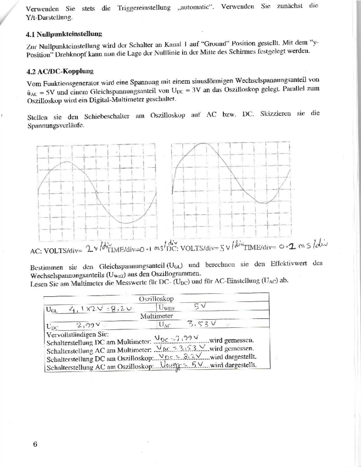 Oszilloskop 1- Prüfer Michael Denker - Messtechnik - Studocu