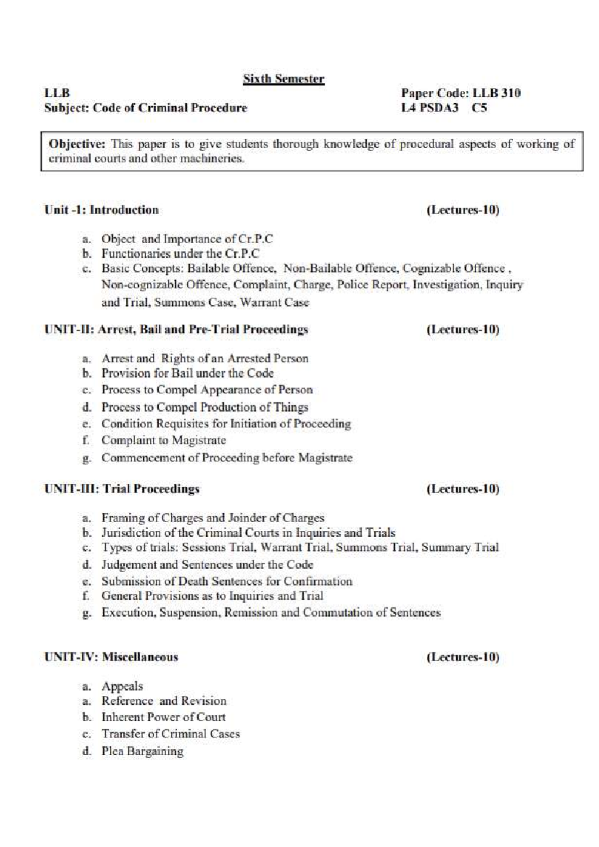 syllabus vi sem - Ballb - Studocu