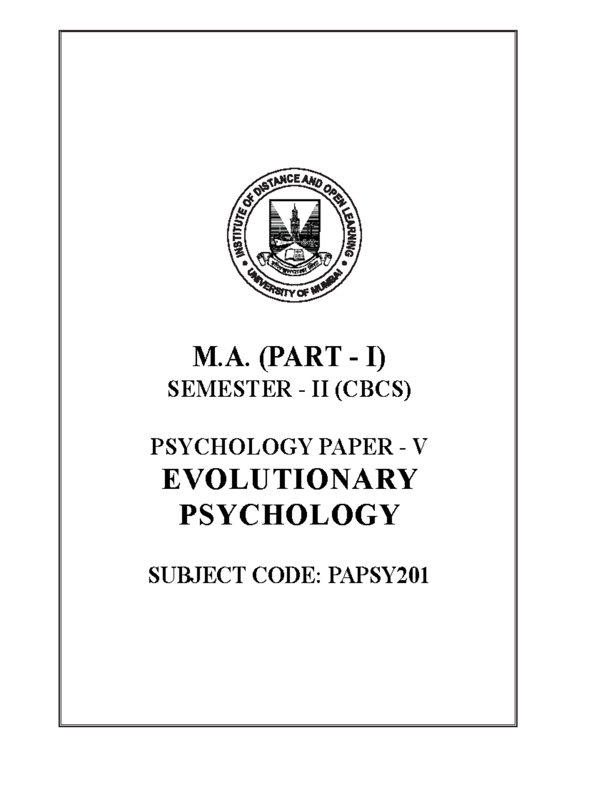 Evolutionary MU Ref - MU notes - M. (PART - I) SEMESTER - II (CBCS ...
