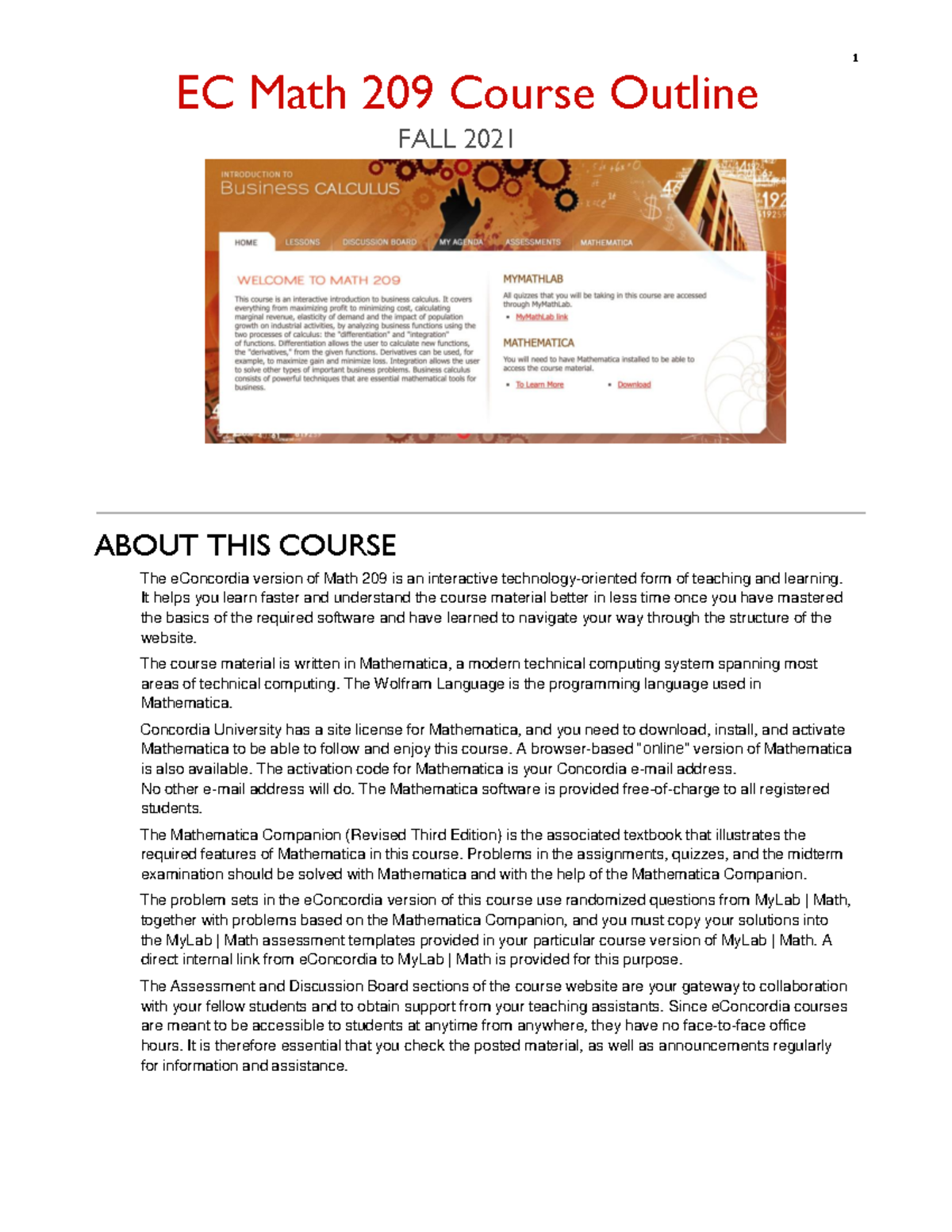 MATH209-Outline - EC Math 209 Course Outline FALL 2021 ABOUT THIS ...