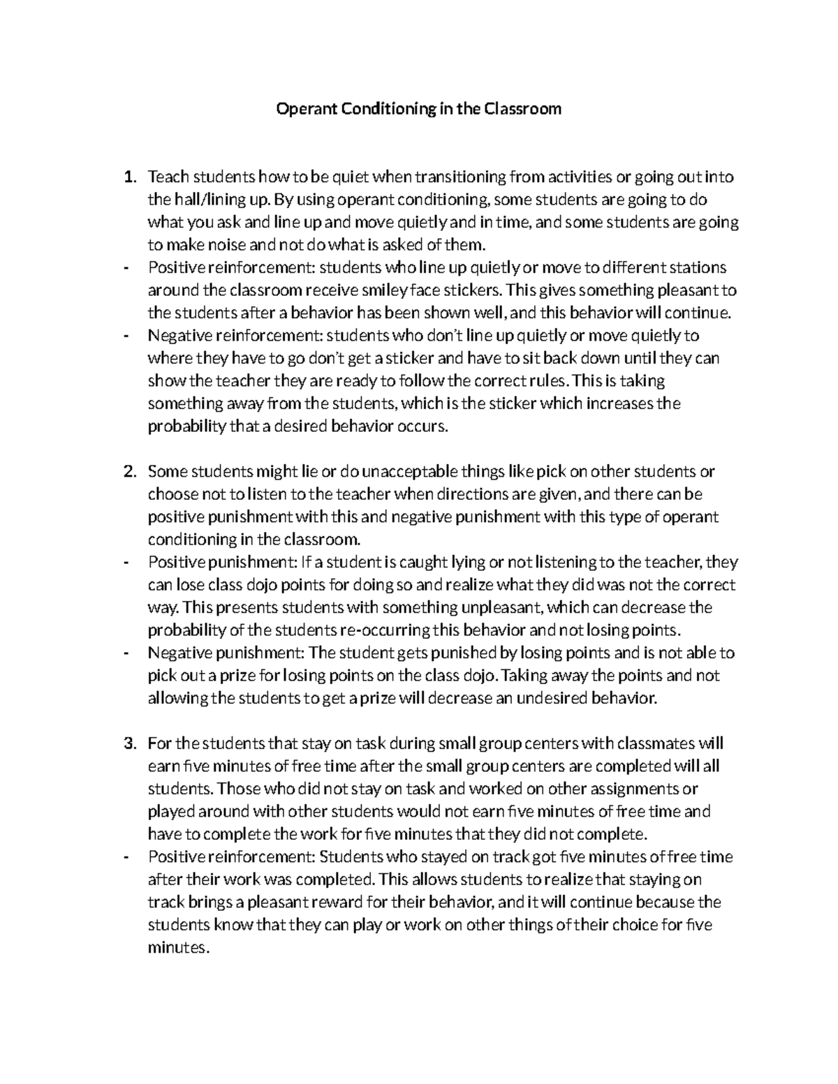 Operant Conditioning in the Classroom - Google Docs - Operant ...