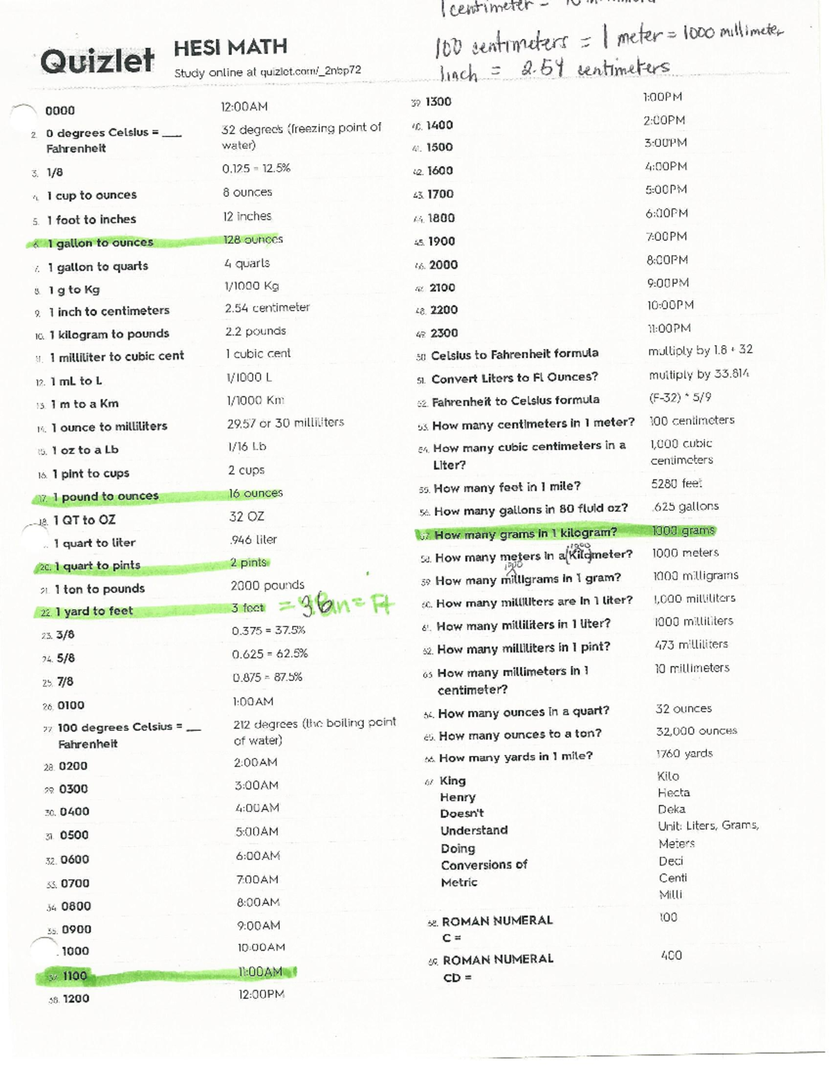 Math - Math hesi entrance exam - 543-101 - Studocu