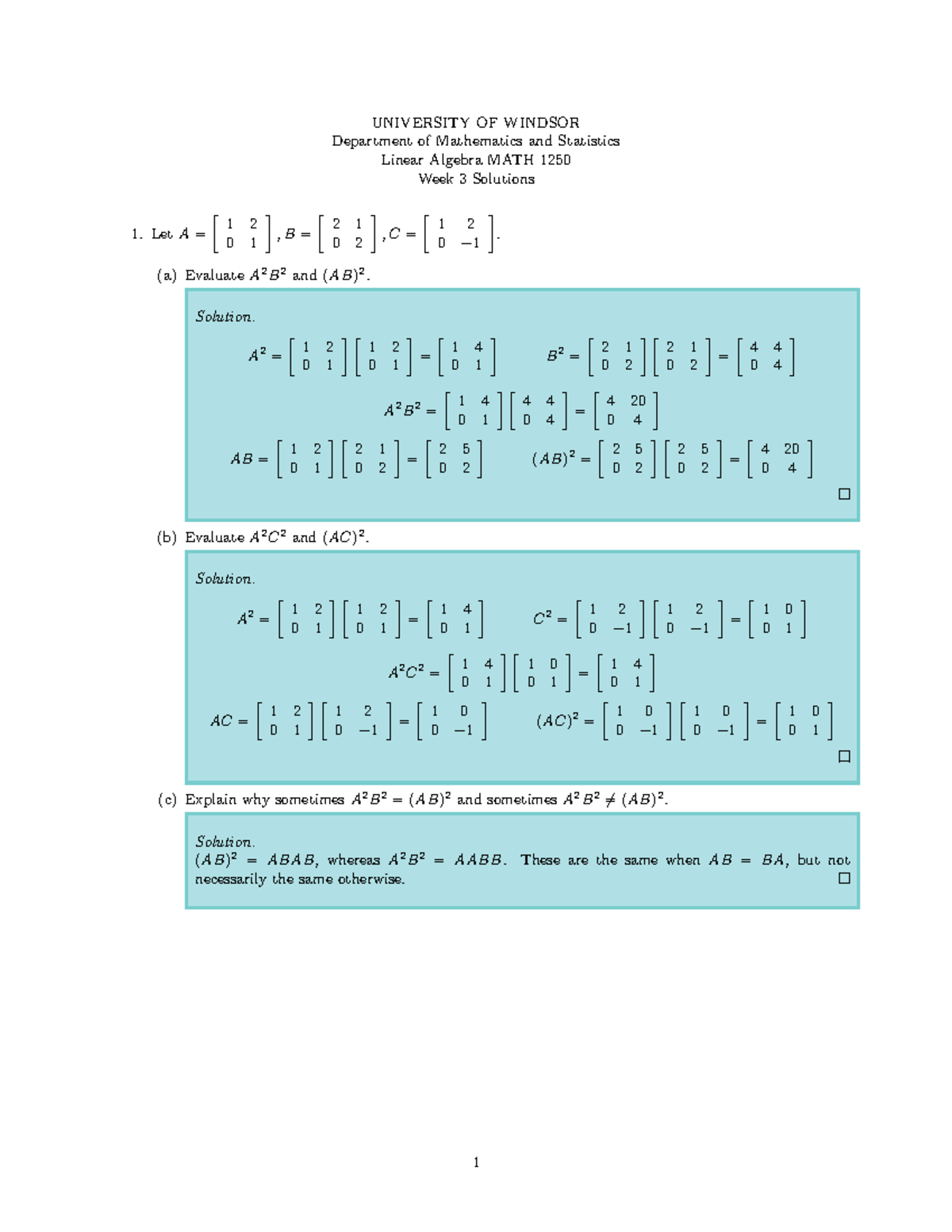 MATH1250Week3Solutions - UNIVERSITY OF WINDSOR Department of ...