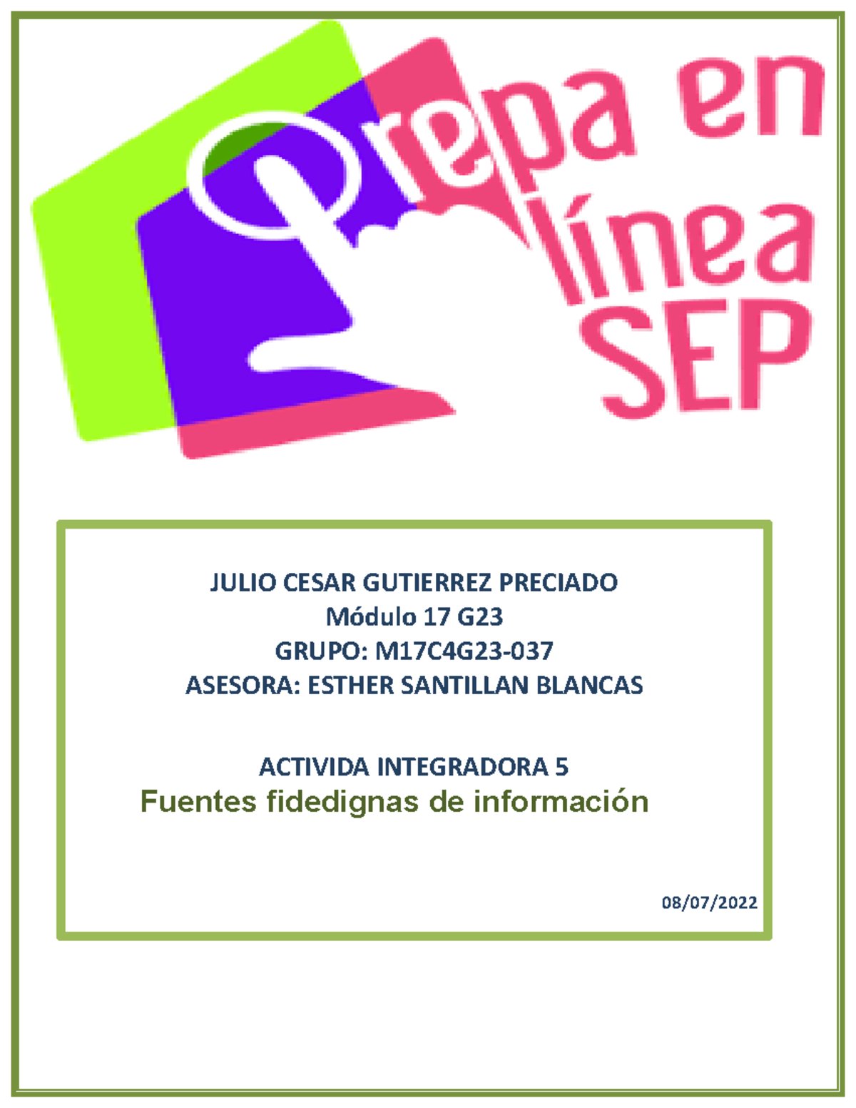 Modulo 17 actividad integradora 5 - JULIO CESAR GUTIERREZ PRECIADO Módulo 17 G GRUPO: M17C4G23 ...