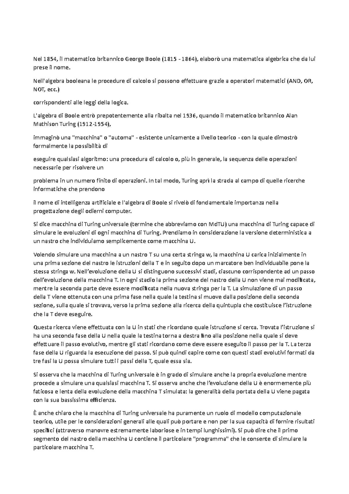 Turing von neumann da stampare - Nel 1854, il matematico britannico ...