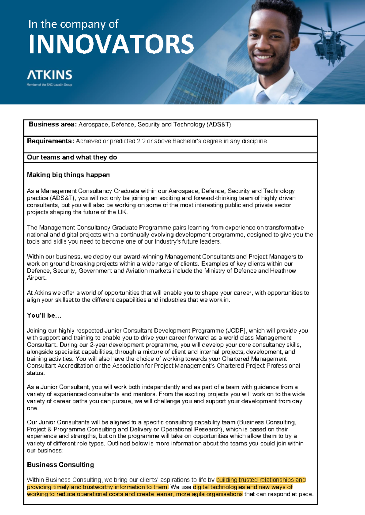 ADST Management Consultancy PDF - In the com Business area: Aerospace ...