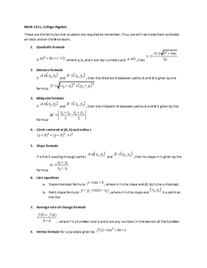 Sample Exam 3 - Exam Example Math 1111 - Sample Exam 3 ColAlg Fall ...