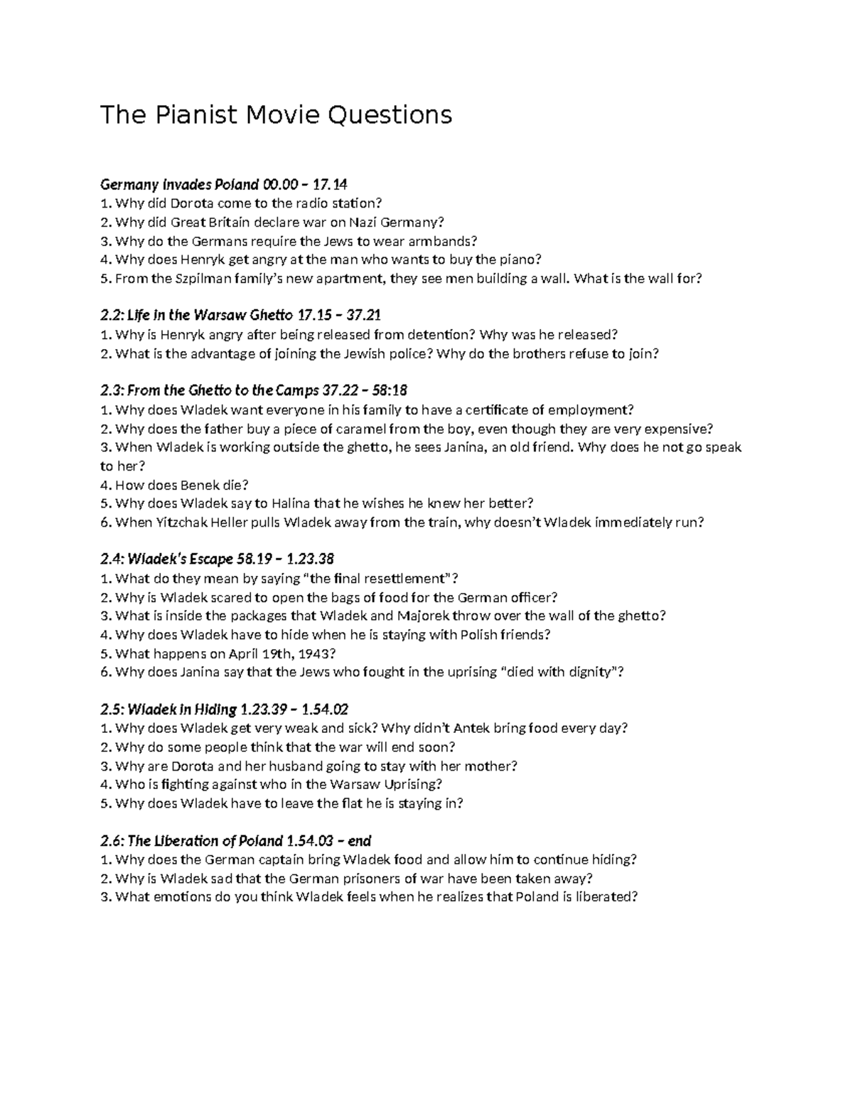 07a The Pianist - Class notes - The Pianist Movie Questions Germany ...
