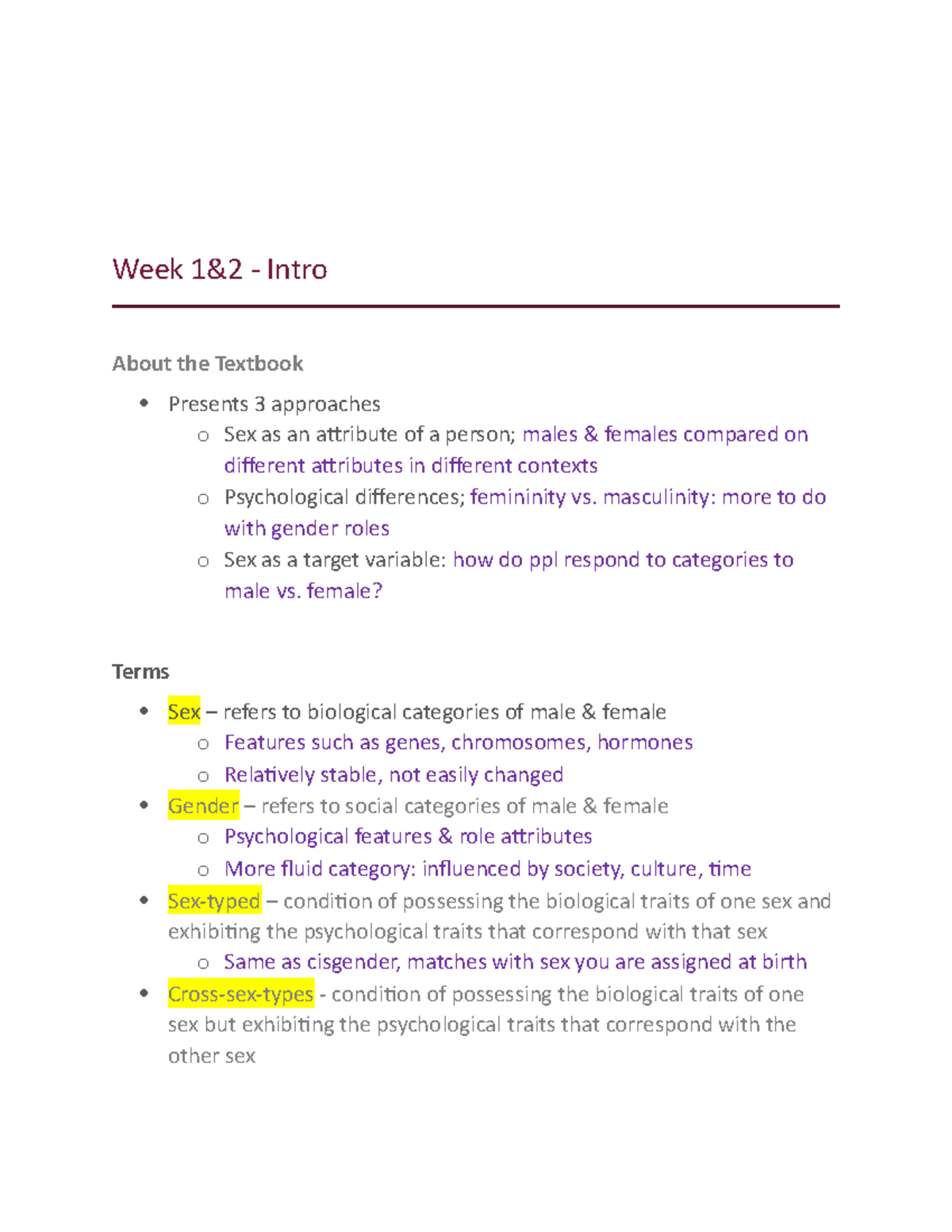 Week 1&2 - Lectures 1-4, Class notes - Week 1&2 - Intro About the ...