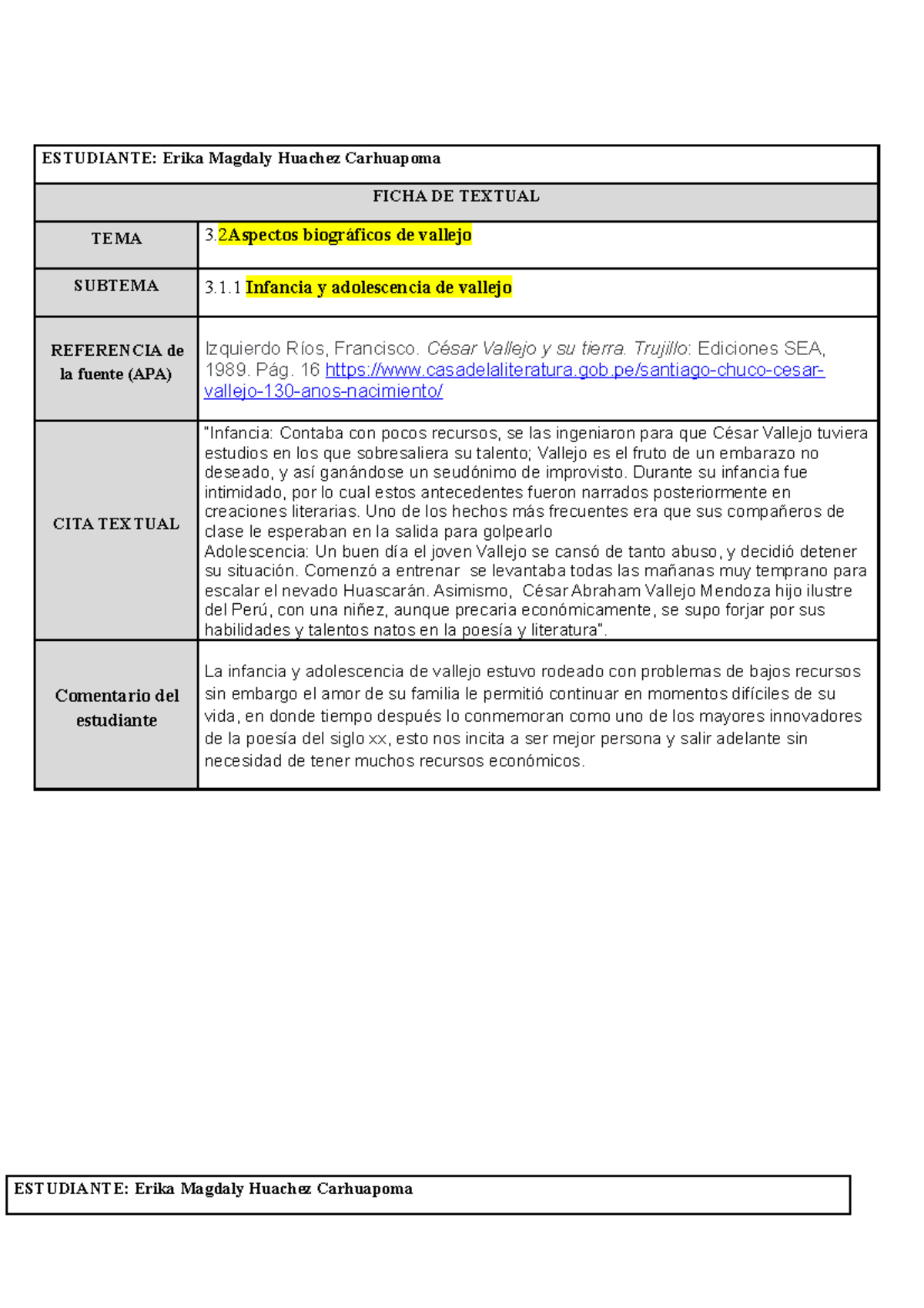 Fichas textuales - ESTUDIANTE: Erika Magdaly Huachez Carhuapoma FICHA ...