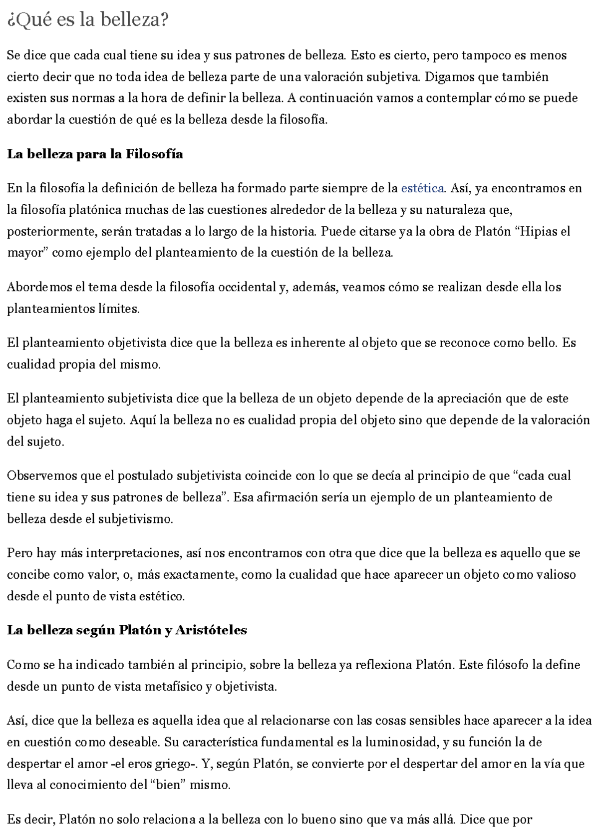 ¿Qué es la belleza - ¿Qué es la belleza? Se dice que cada cual tiene su ...