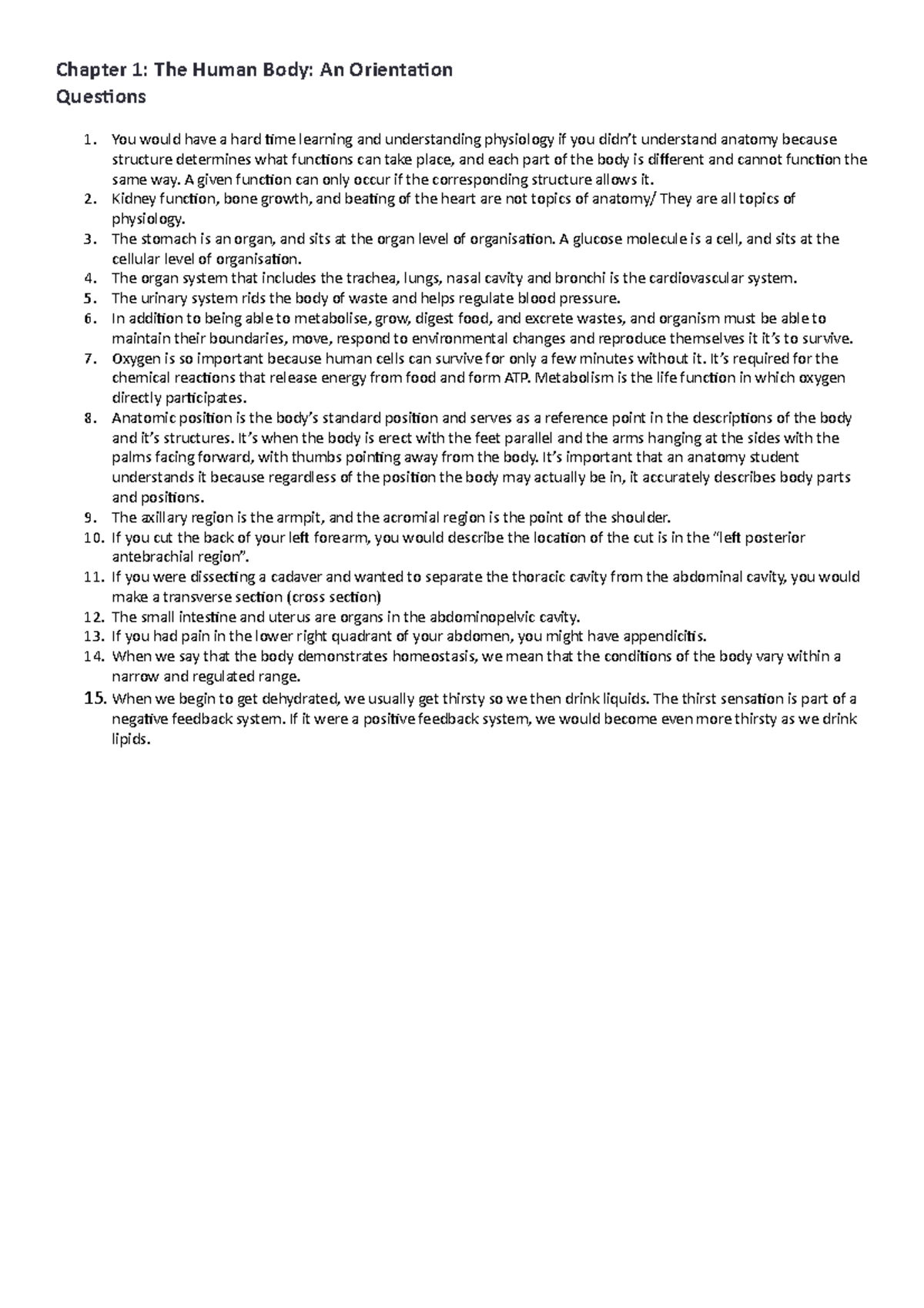 Chapter 1 The Human Body An Orientation Questions Chapter 1 chapter-1-the-human-body-an-orientation-questions-chapter-1