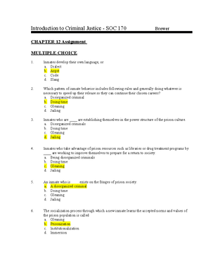 CJ Chapter 7 - Multiple choice answers received 100 percent ...