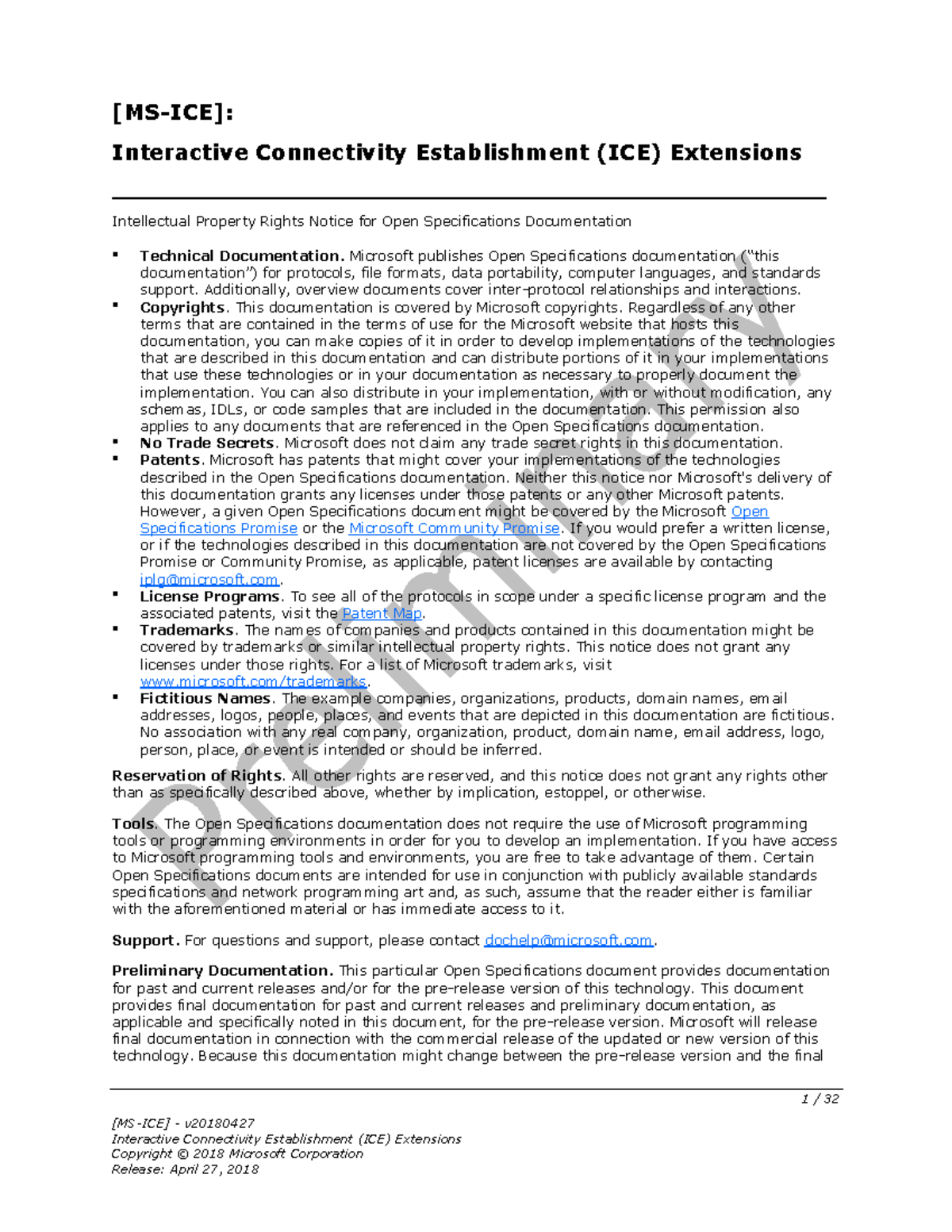 [MS-ICE]-180427 - 1 / 32 [MS-ICE] - v Interactive Connectivity Establishment (ICE) Extensions ...