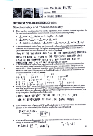 Chem 107 Pre Lab 8 - Prelab - CHEM 107 - Studocu