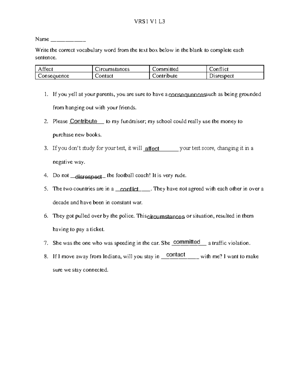 VRS1+V1+L3+PDF - notes - VRS1 V1 L Name ____________ Write the correct ...