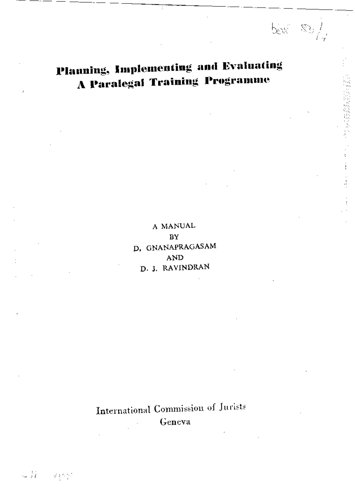 Paralegal training programme manual 1991 eng - P lan n in g , Im p lem ...
