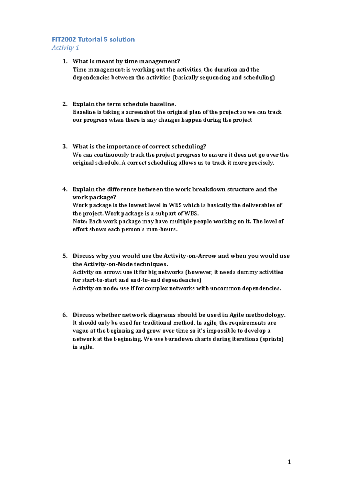 Tutorial 5-11 Solutions - FIT2002 Tutorial 5 solution Activity 1 1. What is meant time ...