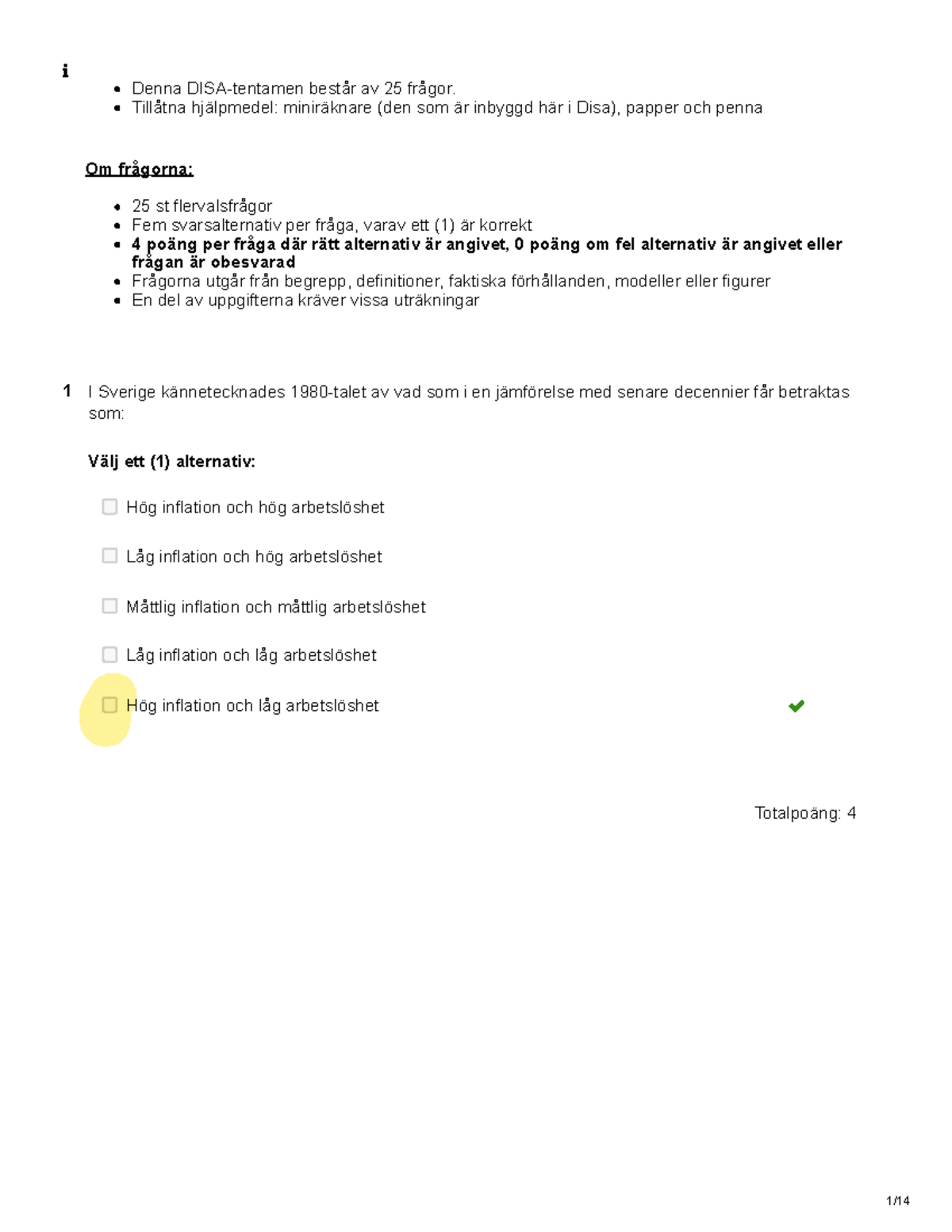 Typtenta 1 - tdy - Denna DISA-tentamen består av 25 frågor. Tillåtna ...
