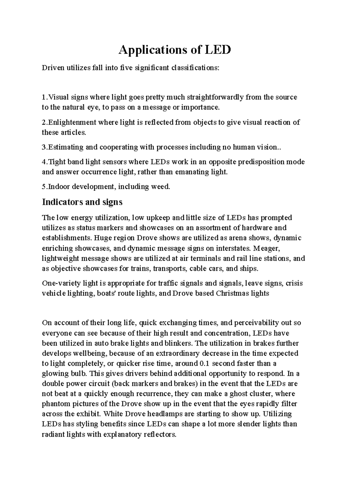 Applications of LED - Ifah - Applications of LED Driven utilizes fall ...