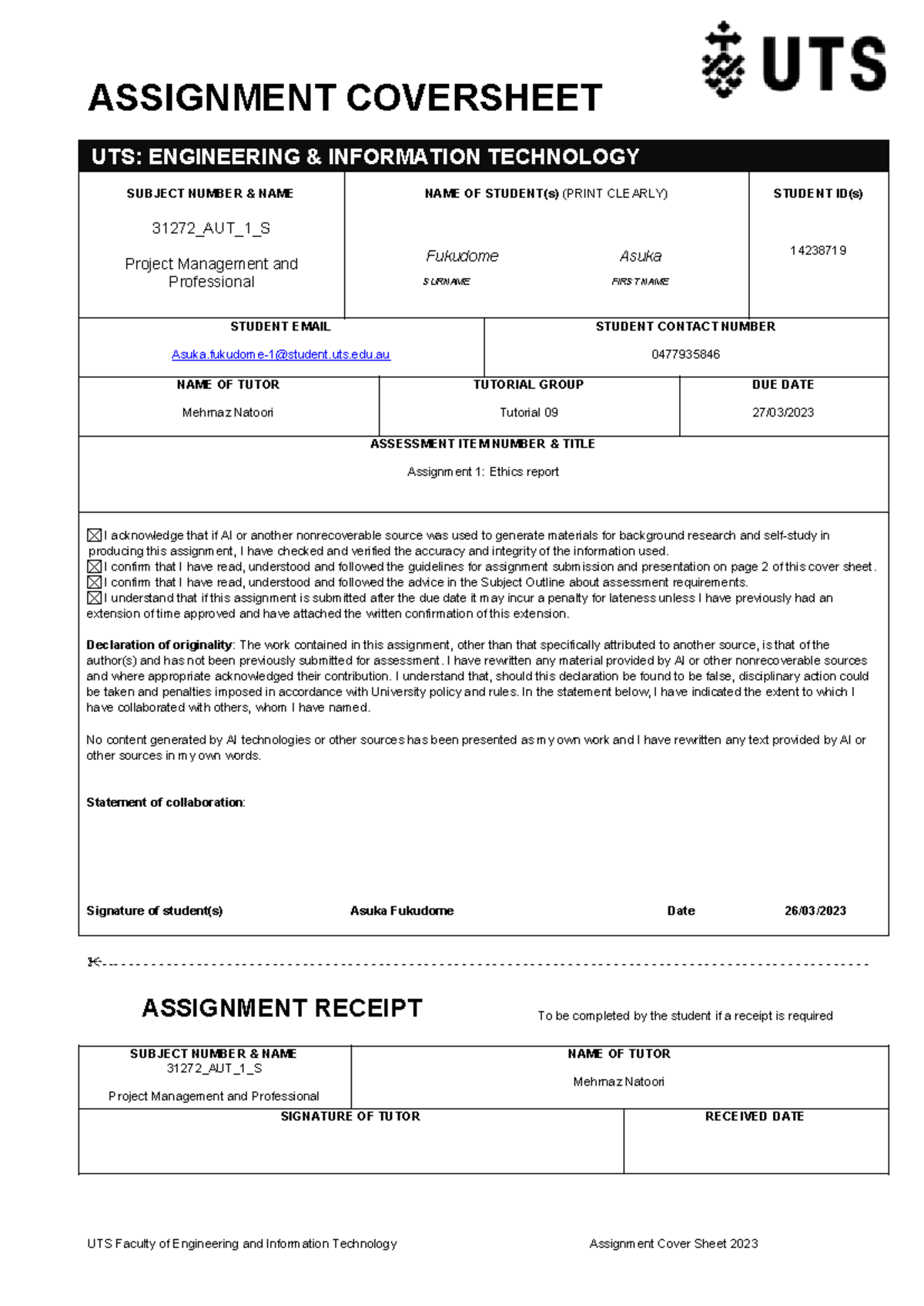 FEIT assignment coversheet amended for Autumn 2023 - ASSIGNMENT ...