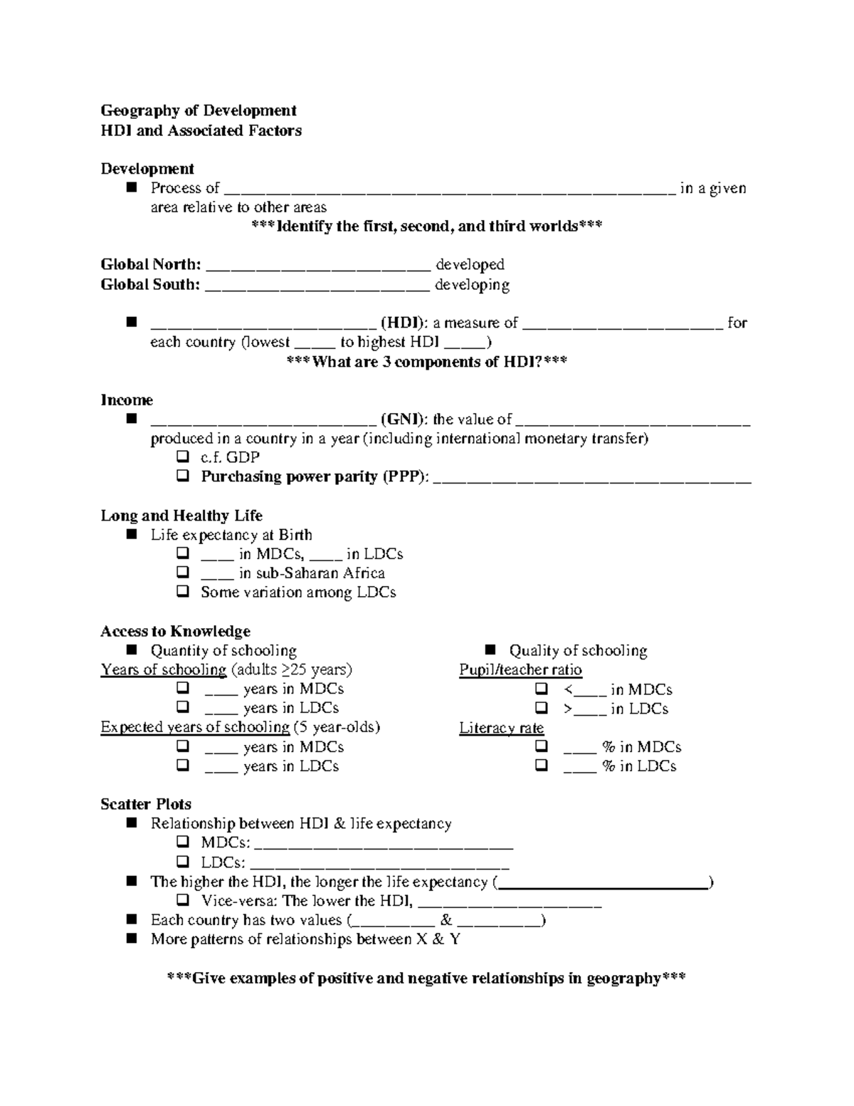 Week3 1 - class note - Geography of Development HDI and Associated ...