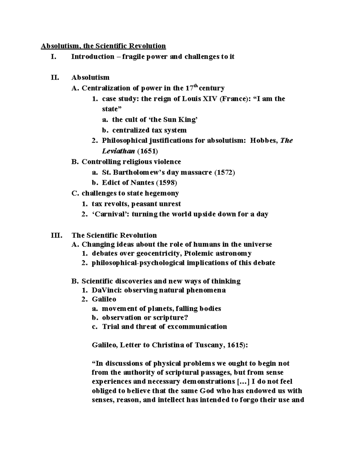 Absolutism, the Sci Rev - Absolutism, the Scientific Revolution I ...