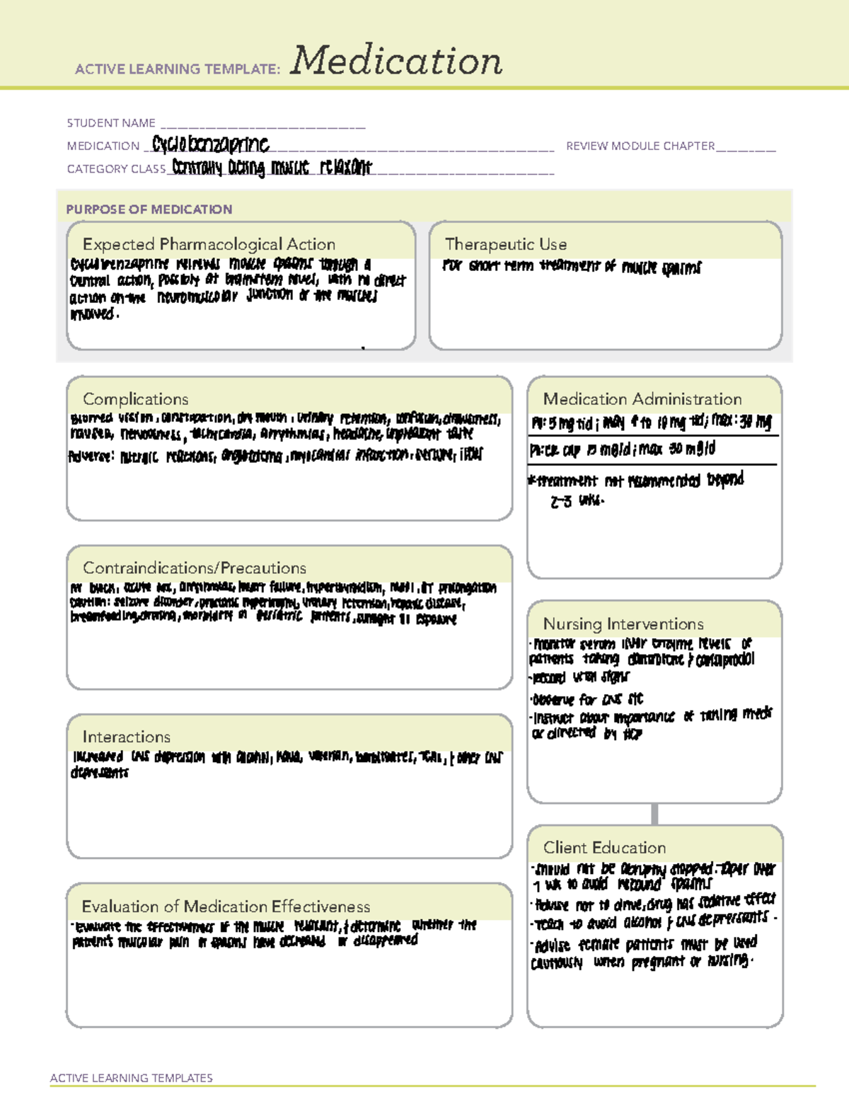 Active Learning Template Cyclobenaprine - ACTIVE LEARNING TEMPLATES ...