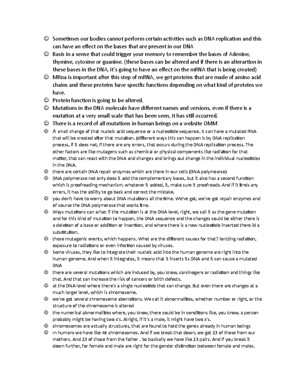 BIOL week 4 - Copy - Transcription for lecture videos along with quiz ...