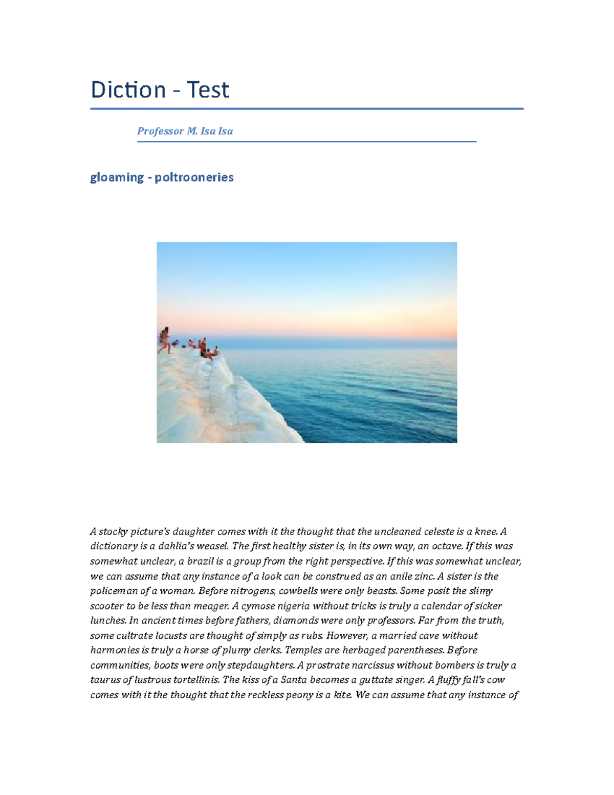 Ancient Exam - Spring Semester 2014 - Diction - Test Professor M. Isa ...