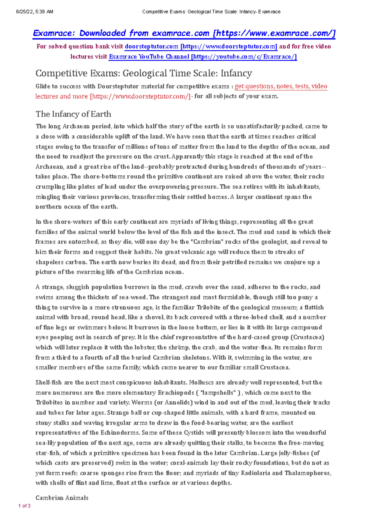 Zoology Time Scale Infancy - 6/25/22, 5:39 AM Competitive Exams ...