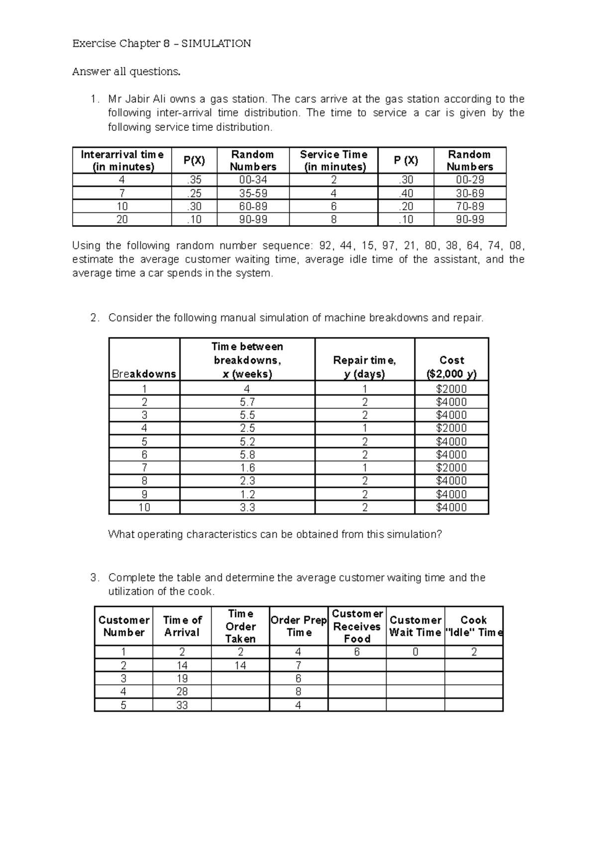 8 Exercise Chapter 8 - notes - Exercise Chapter 8 – SIMULATION Answer ...