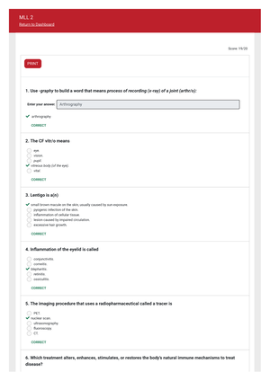 MLL 1 - Practice question and answers from medical language lab - Score ...
