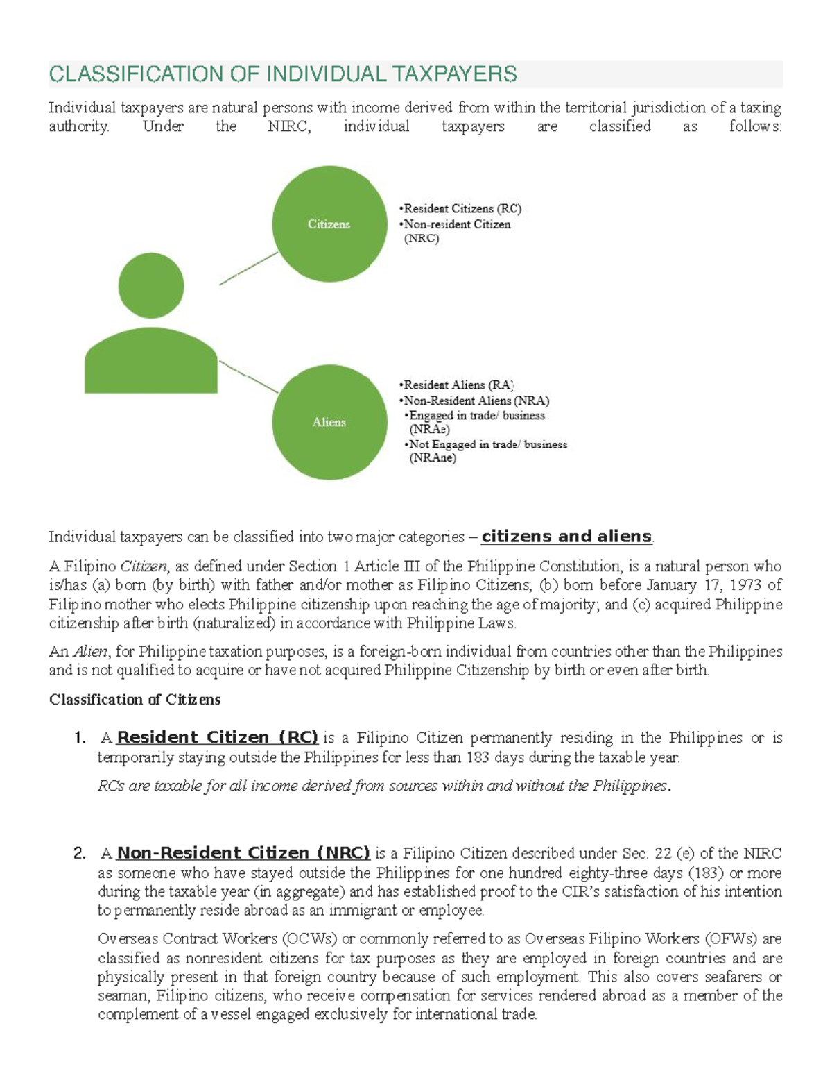 Chapter 2(Handouts): Income Taxes for Individuals - CLASSIFICATION OF ...