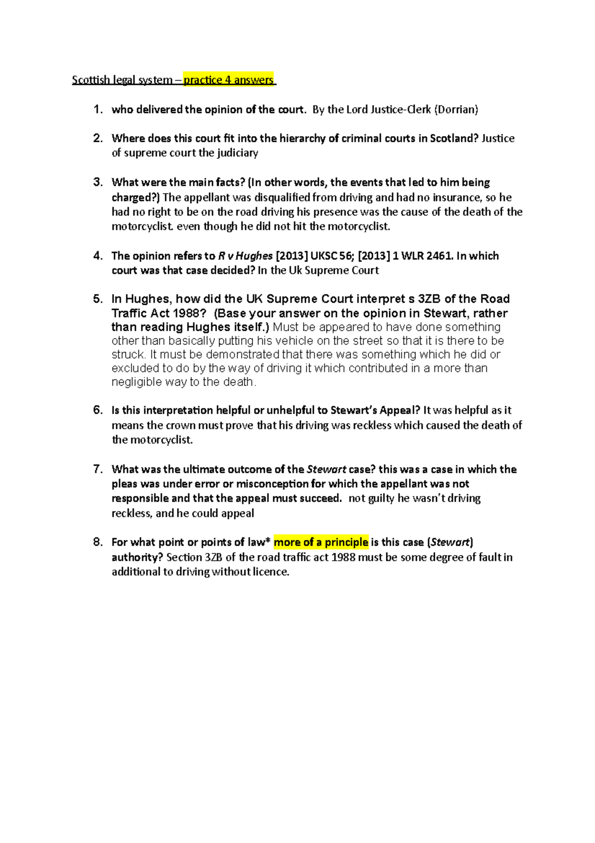 Tutorial answer 4 - Scottish legal system – practice 4 answers who ...